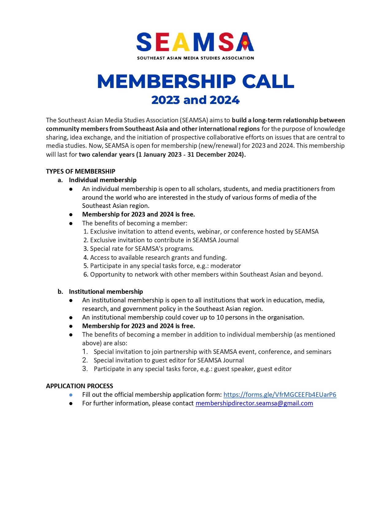 Membership call 2023 and 2024 – [SEAMSA]