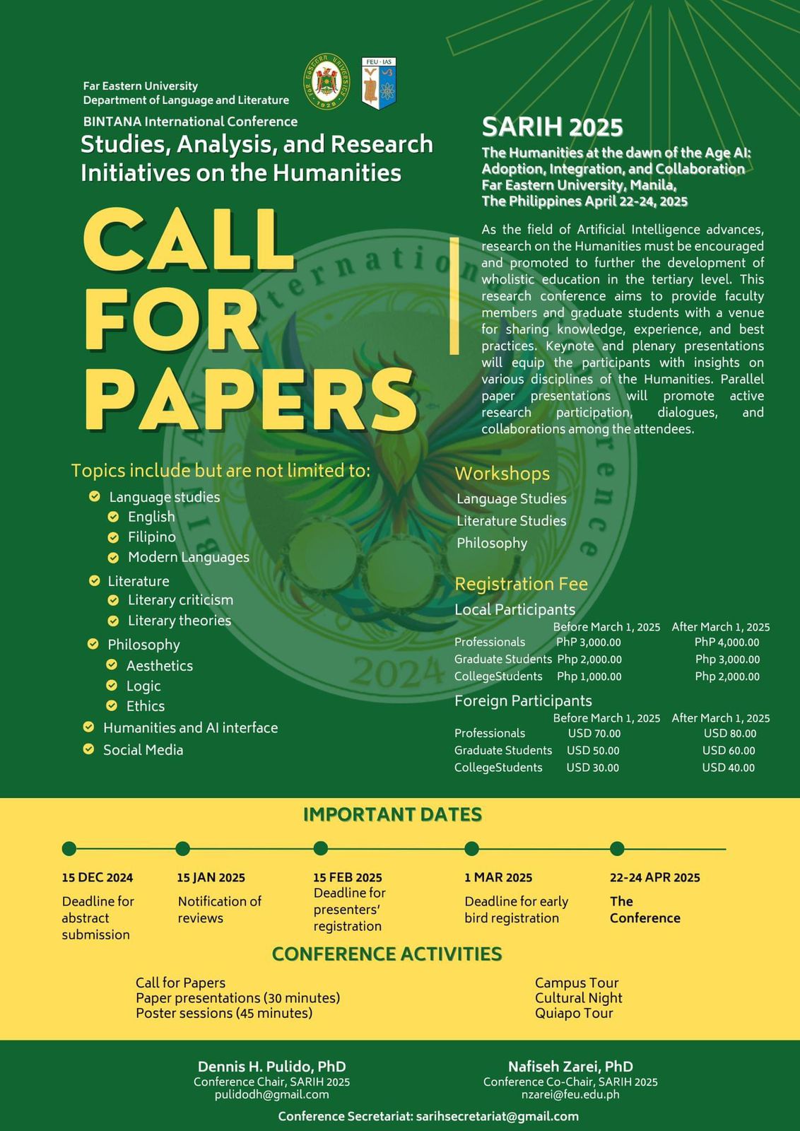 Call for papers: BINTANA International Conference SARIH 2025 – [SEAMSA]